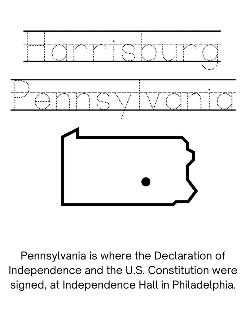 50 US States Coloring Pages With Capitals & Facts | Educational ...