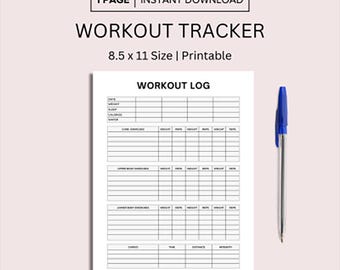 Workout Tracker Printable | Daily Exercise Log | Fitness Journal ...