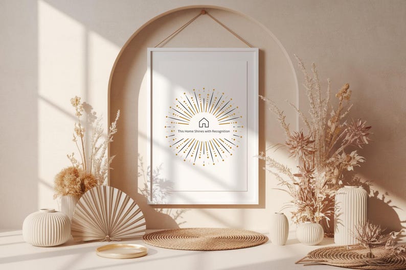 Radiant Home Blessing Art | Sunburst Spiritual House Print | Modern ...