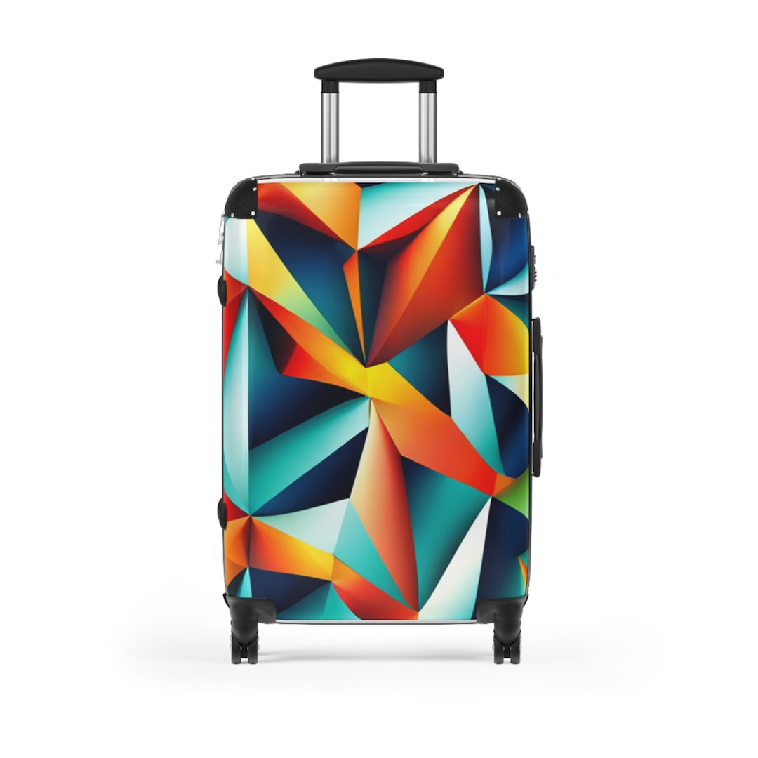 Geometric Artistic Suitcase: Personalized Artwork, Creative Luggage ...