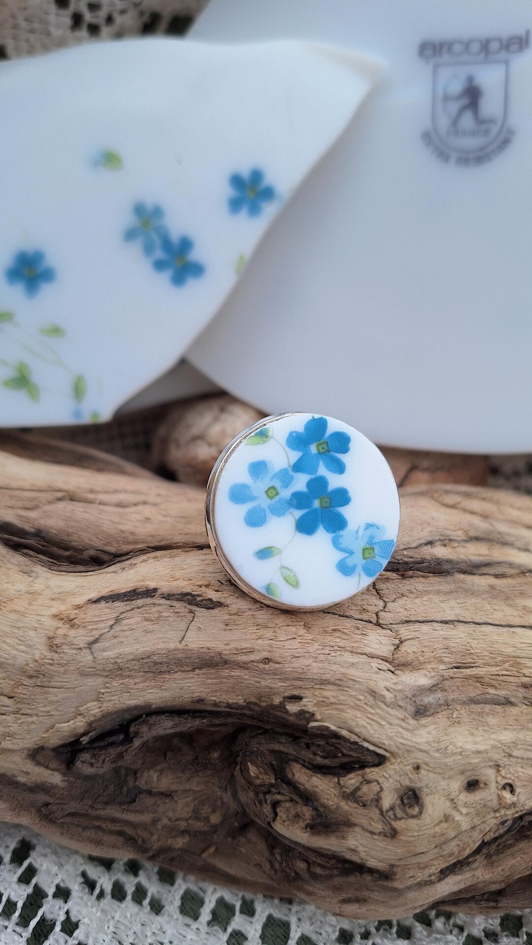 Porcelain Ring Broken Dishes Arcopal Veronica Plate Year 80 - Etsy
