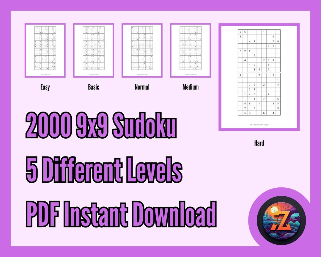 2000 Sudoku Puzzles, 9x9 Grid, Easy to Hard - Etsy