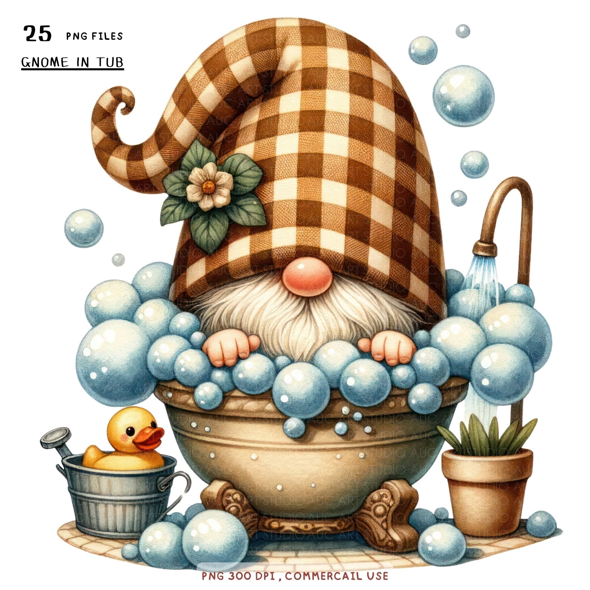 Bath Tub Gnomes Clipart PNG Bundle, Shower Gnome, Bath Pamper, Gnome ...