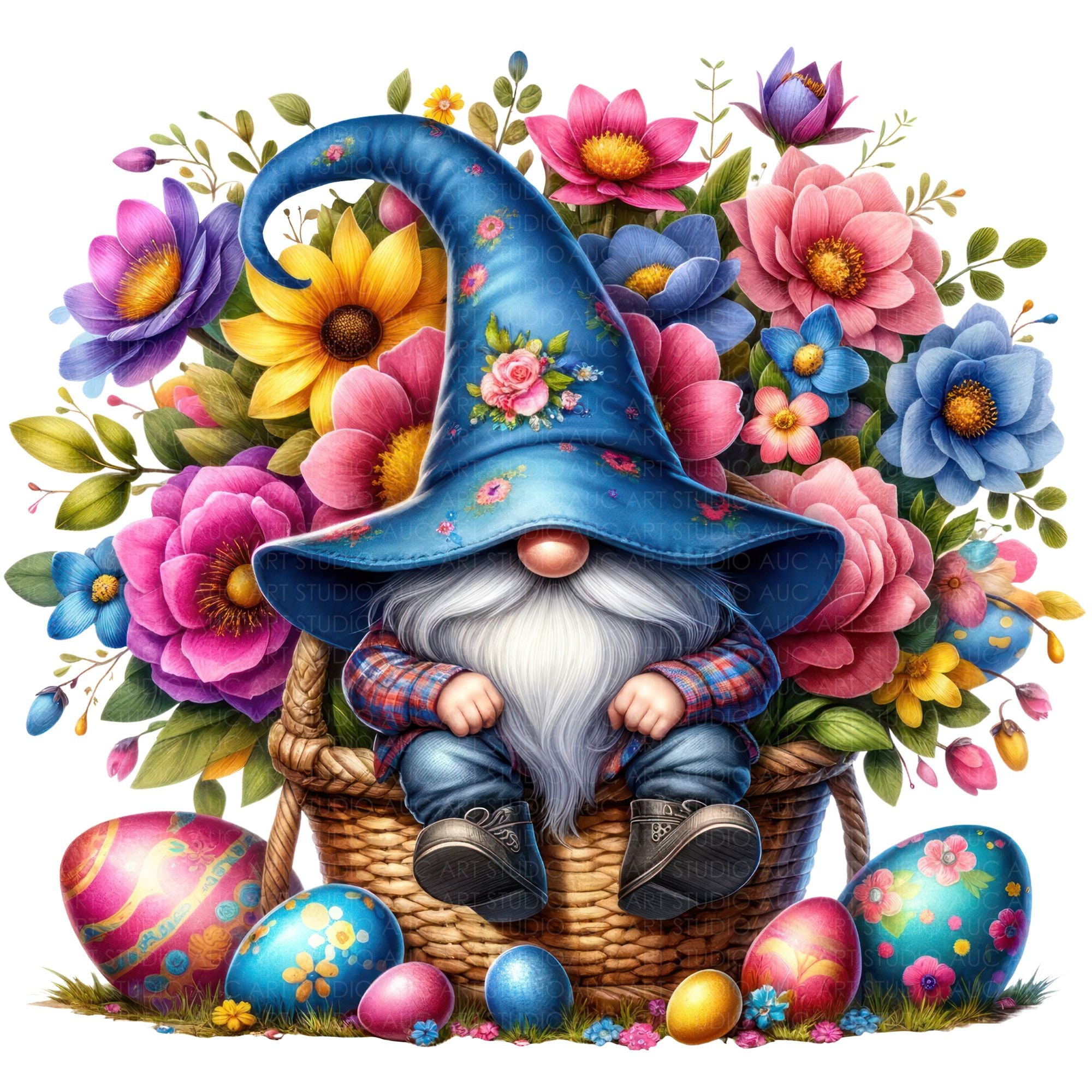 12 Easter Gnome Clipart Bundle, Garden Clipart, Spring Gnome Png ...