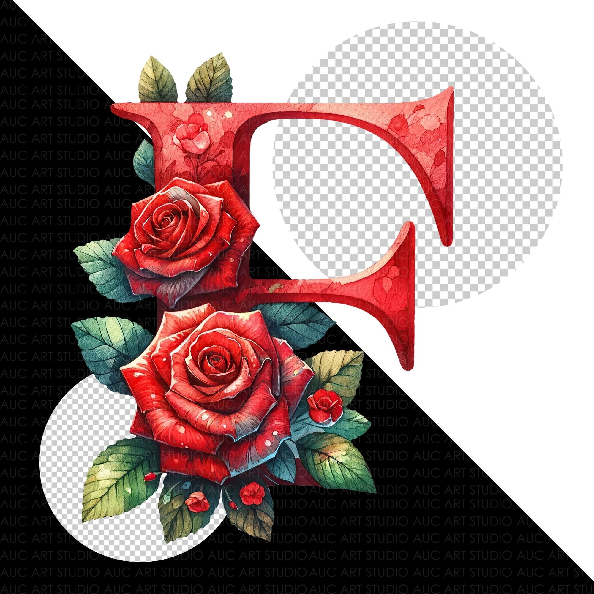 Valentines Alphabet Png, Rose Floral Letters and Numbers, Clipart ...