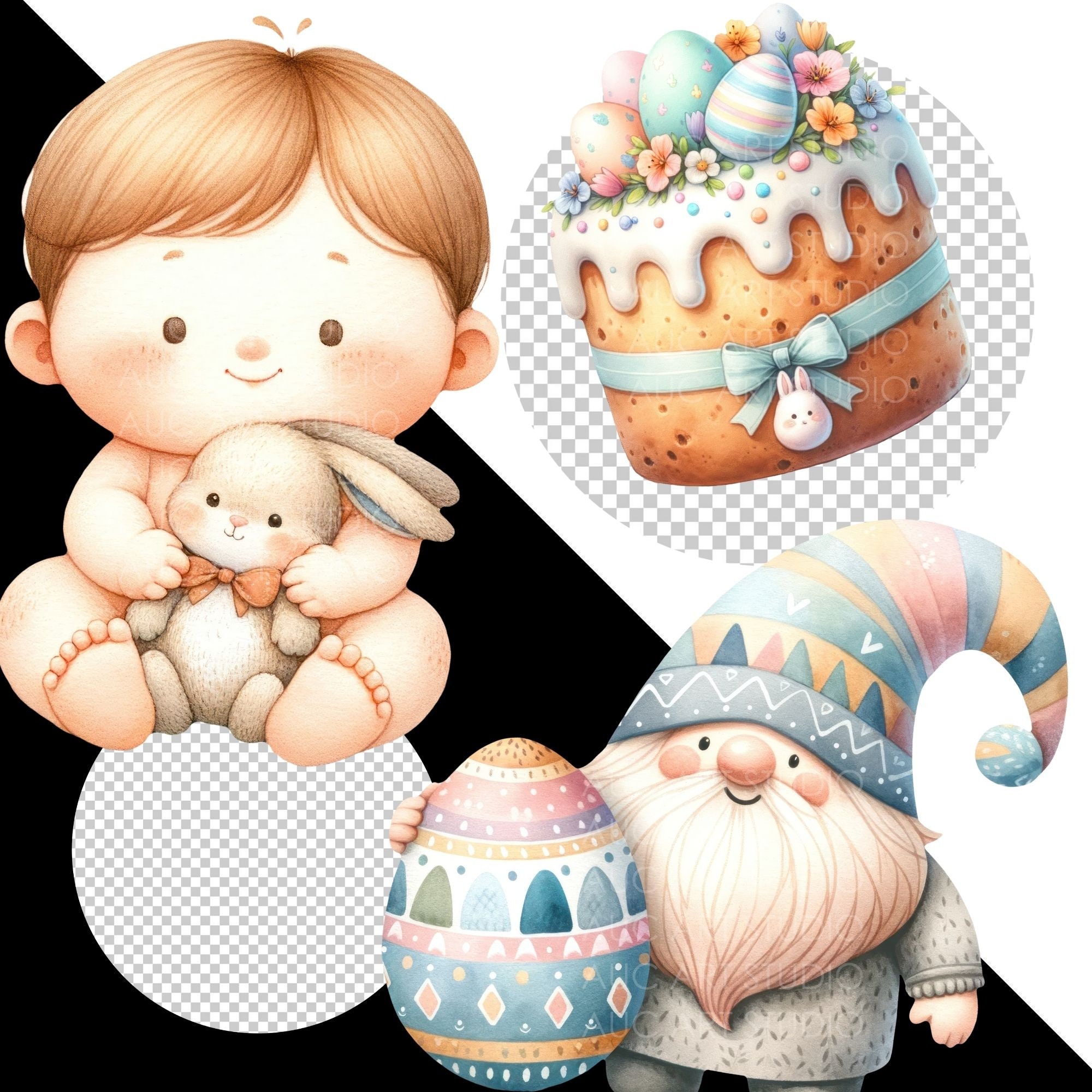 Easter Bunny Clipart Bundle Png, Easter Clipart, Easter Graphics ...