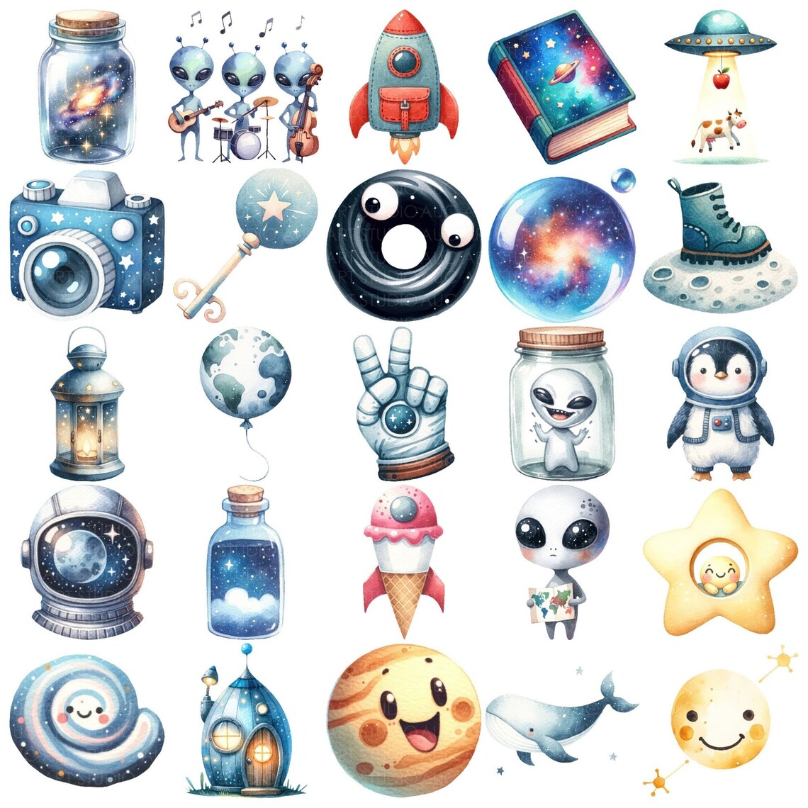 Watercolor Space Clipart Bundle, Astronaut Nursery Clipart, Astronaut ...
