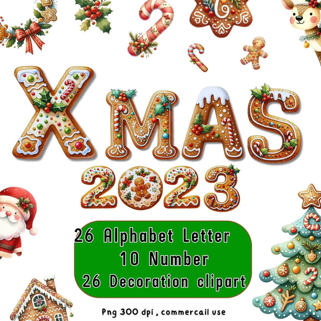 Christmas Alphabet 74 Png File Bundle, Clipart Christmas Png, Font Png ...