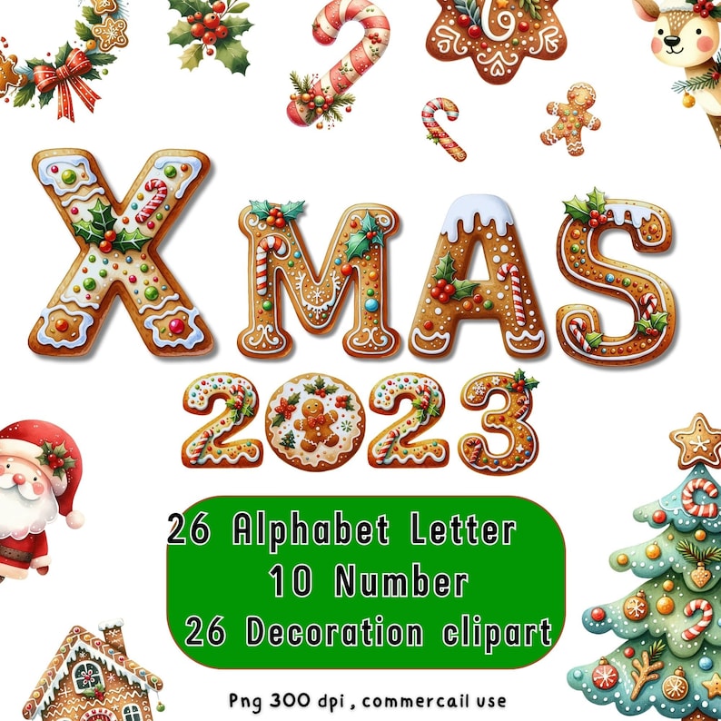 Christmas Alphabet 74 Png File Bundle, Clipart Christmas Png, Font Png ...