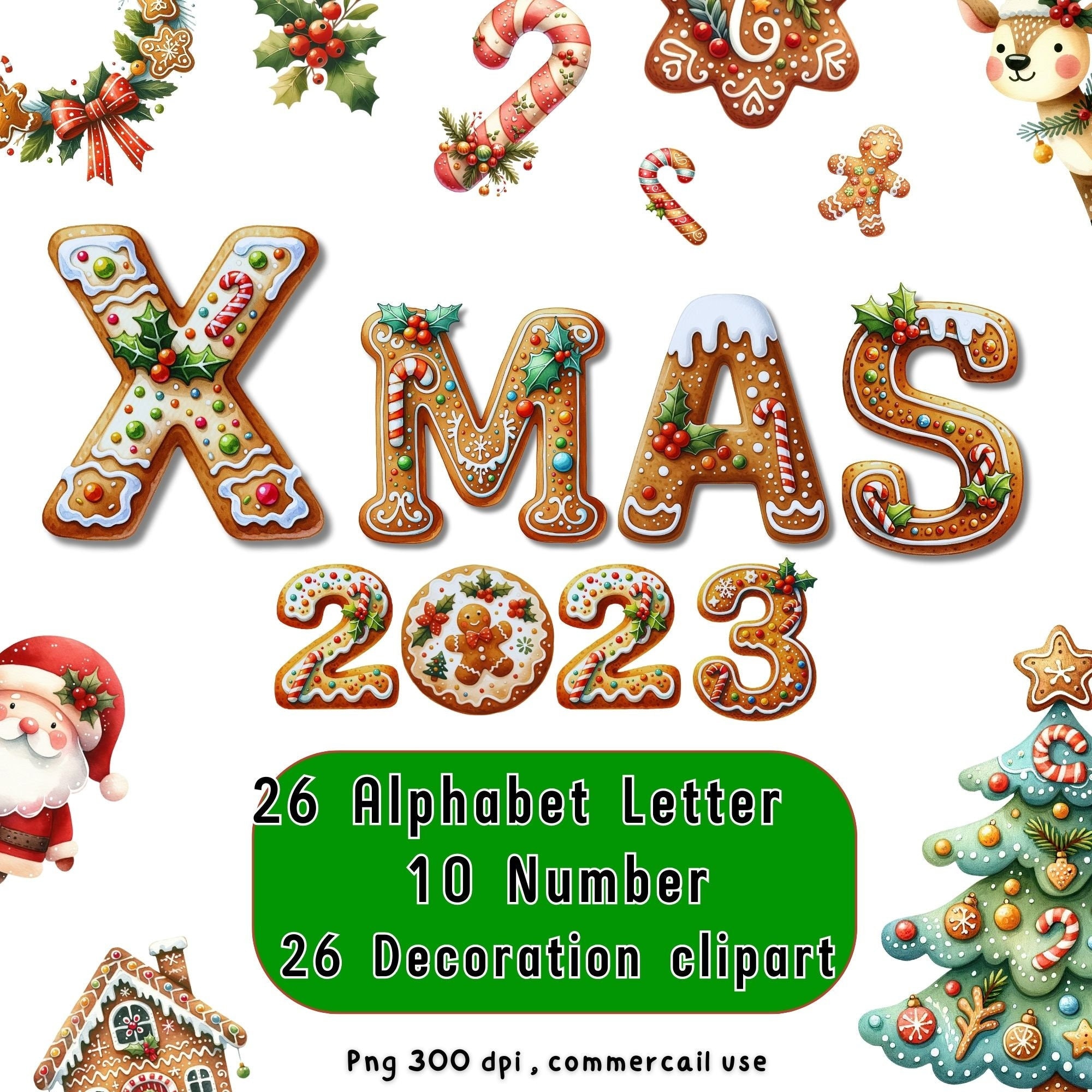 Christmas Alphabet 74 Png File Bundle, Clipart Christmas Png, Font Png ...