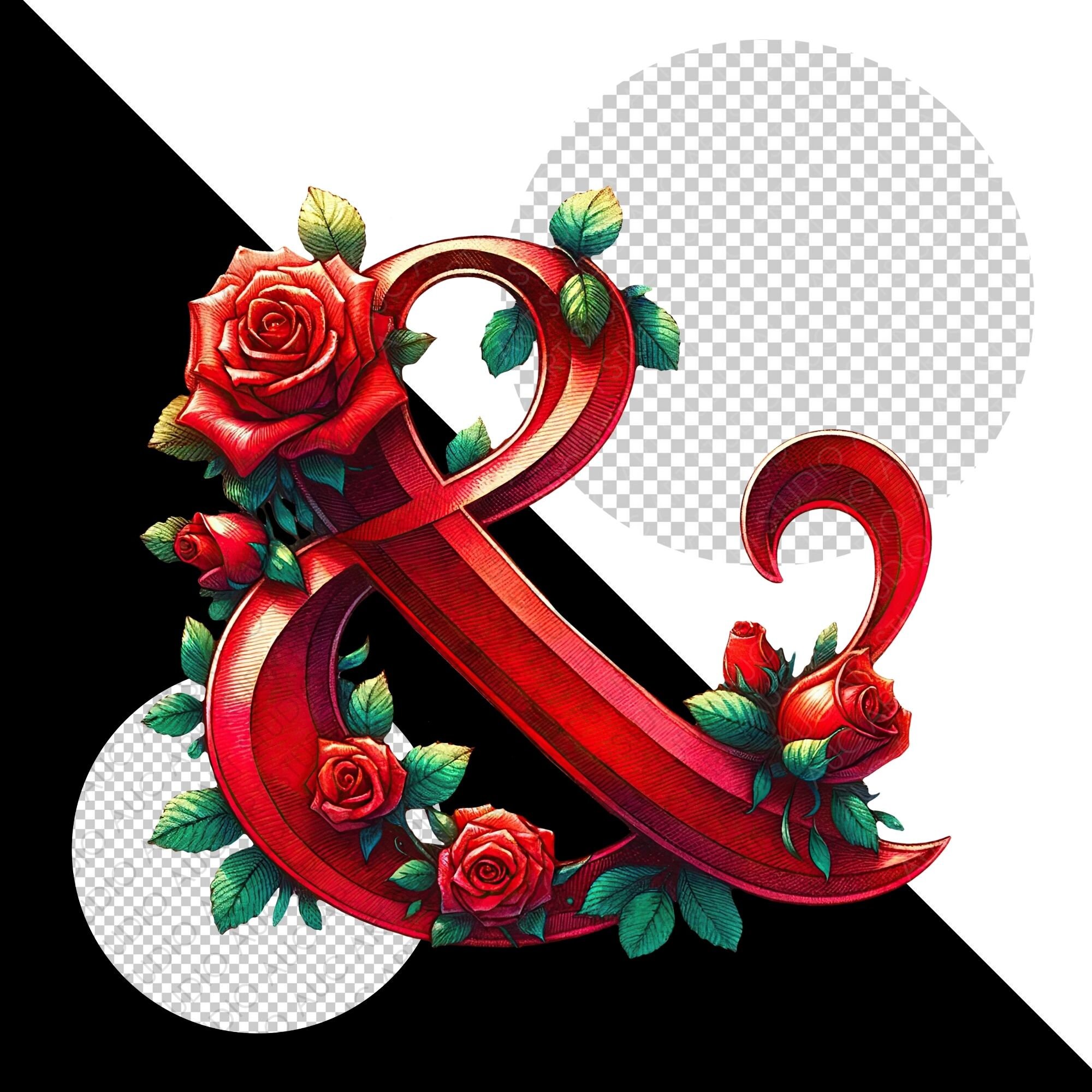 Valentines Alphabet Png, Rose Floral Letters and Numbers, Clipart ...