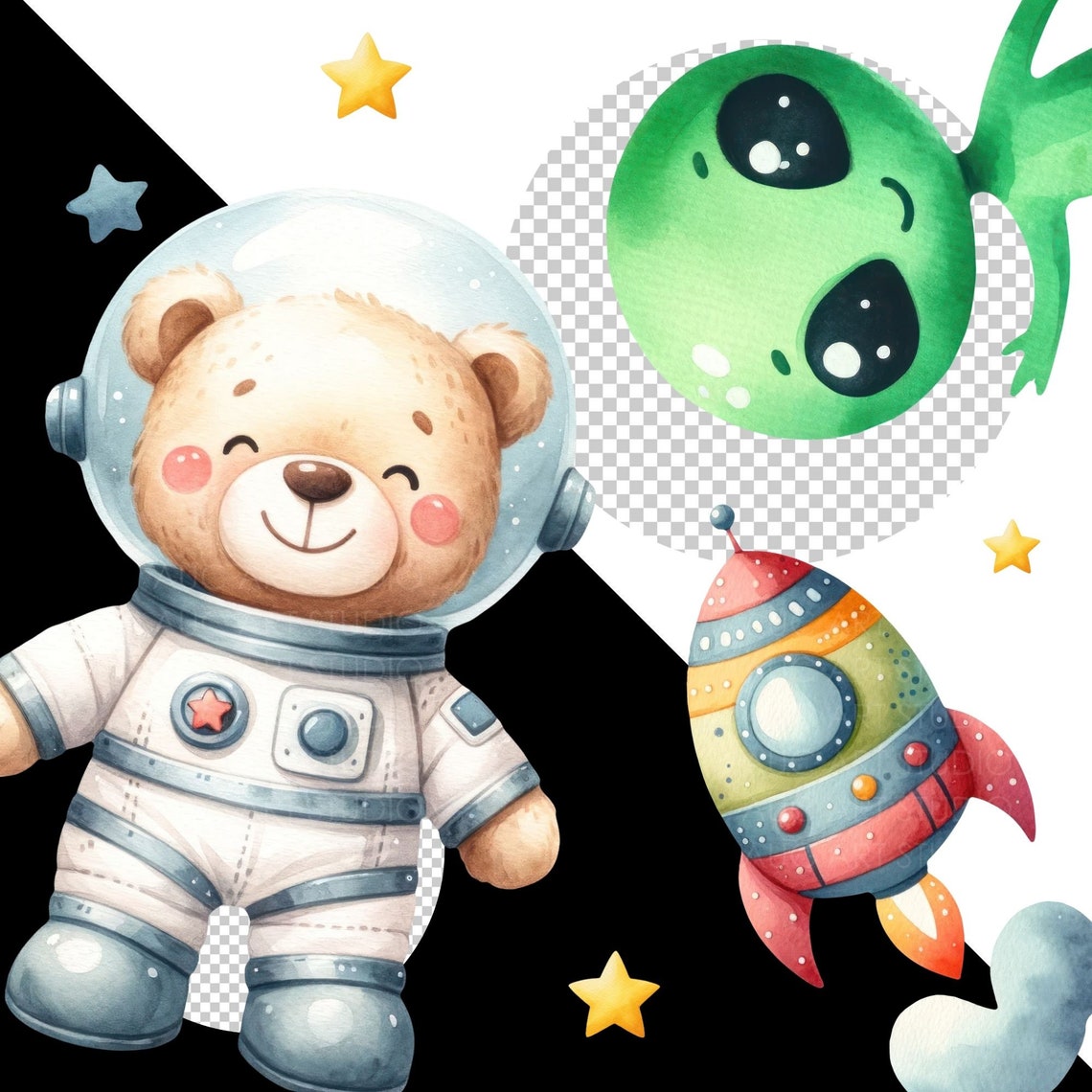 Watercolor Space Clipart Bundle, Astronaut Nursery Clipart, Astronaut ...
