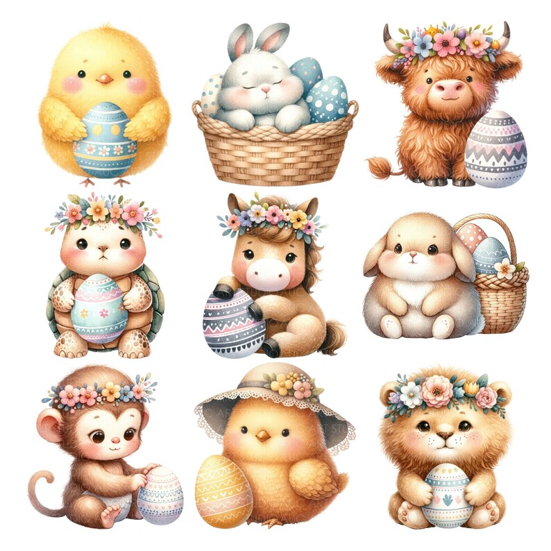 Watercolor Easter Animal Clipart, 36 Png Files, Crafts and Decor ...