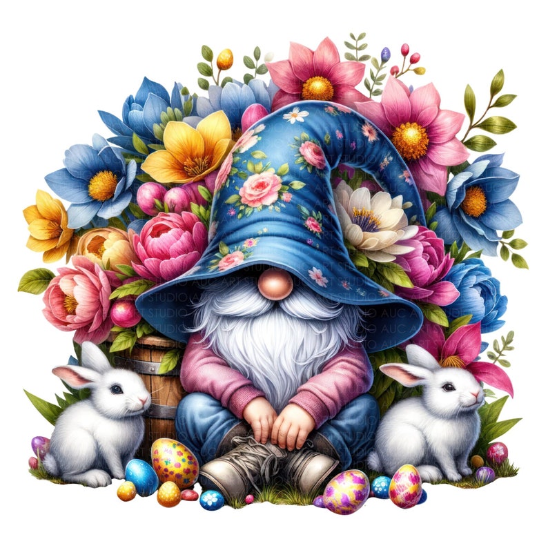 12 Easter Gnome Clipart Bundle, Garden Clipart, Spring Gnome Png ...