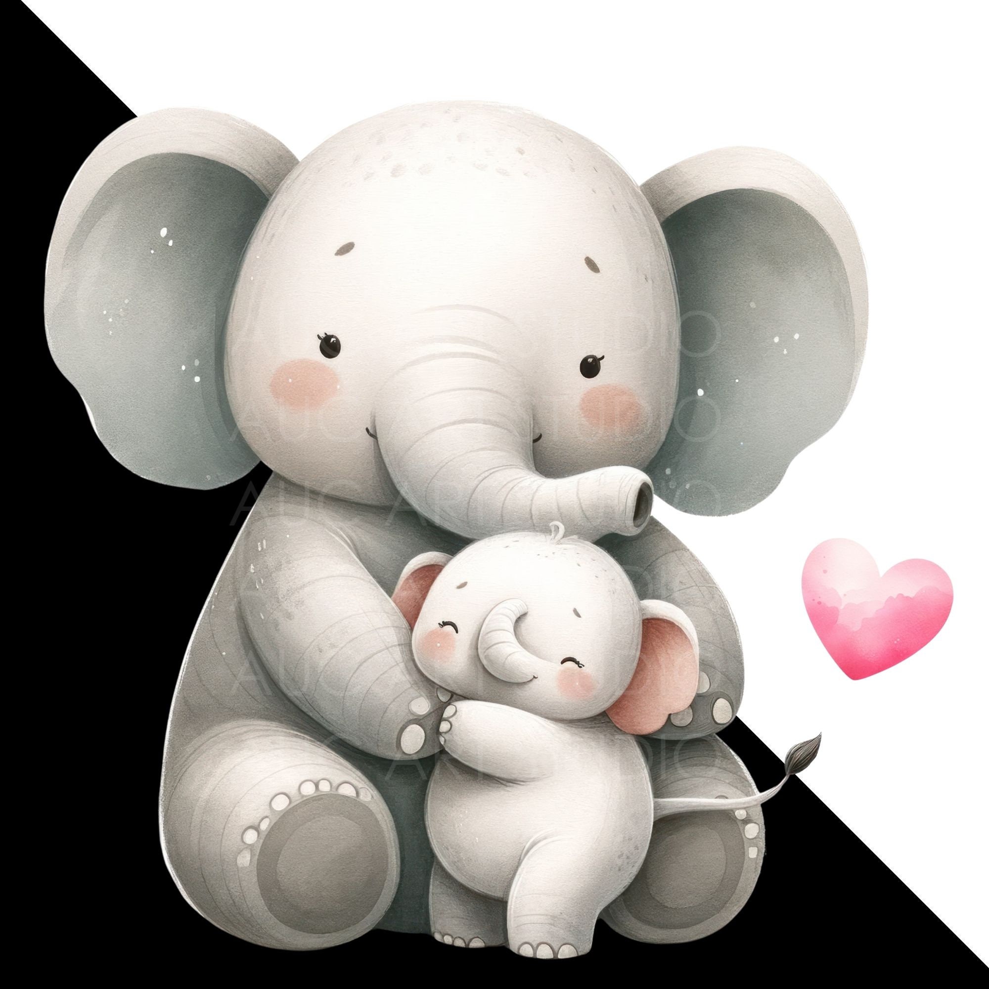 Watercolor Cute Mother and Baby Animals Clipart 56 Lovely Watercolor ...