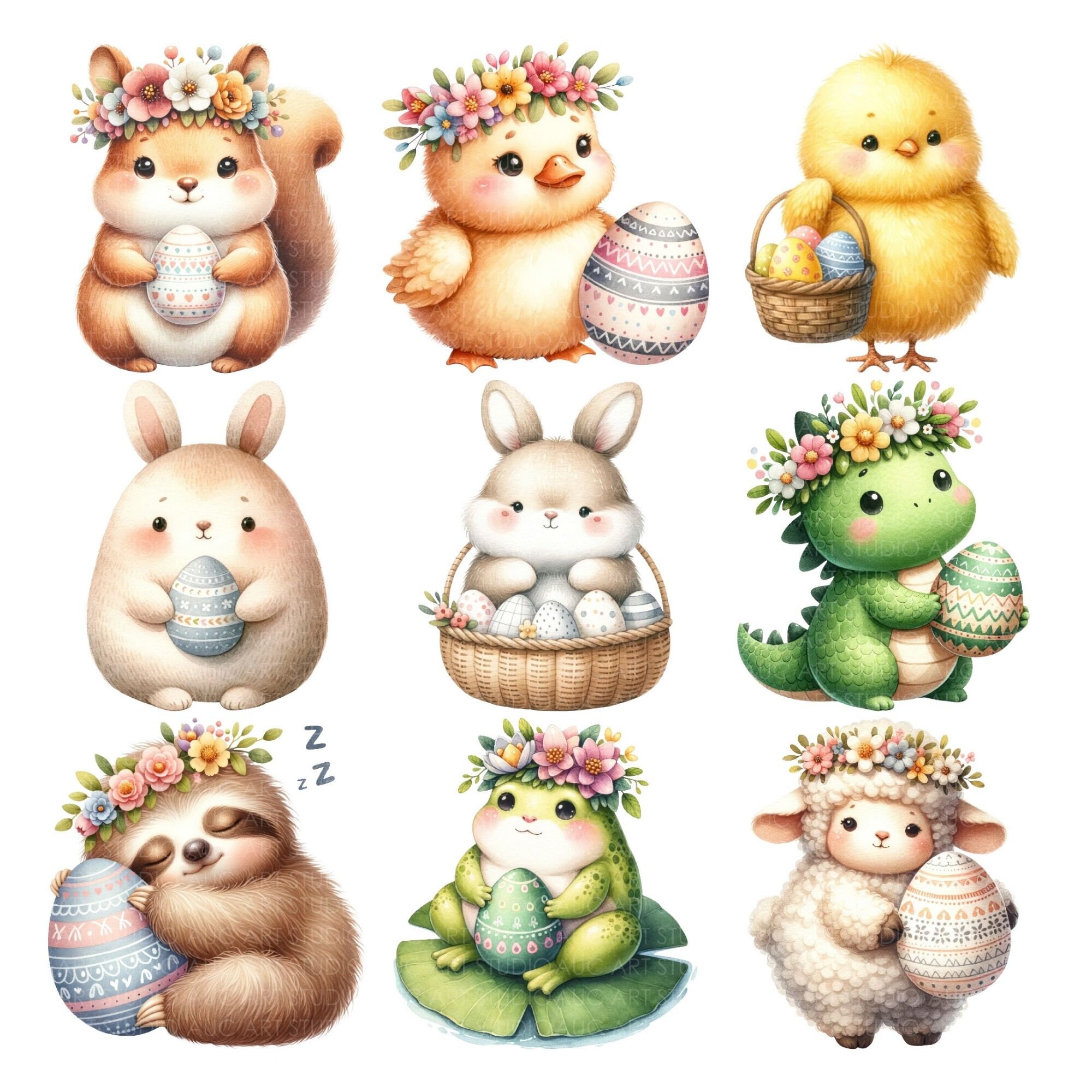 Watercolor Easter Animal Clipart, 36 Png Files, Crafts and Decor ...