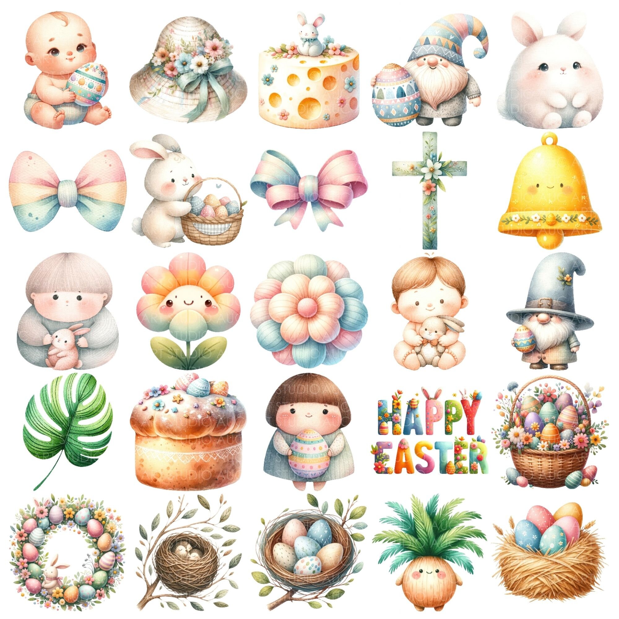 Easter Bunny Clipart Bundle Png, Easter Clipart, Easter Graphics ...