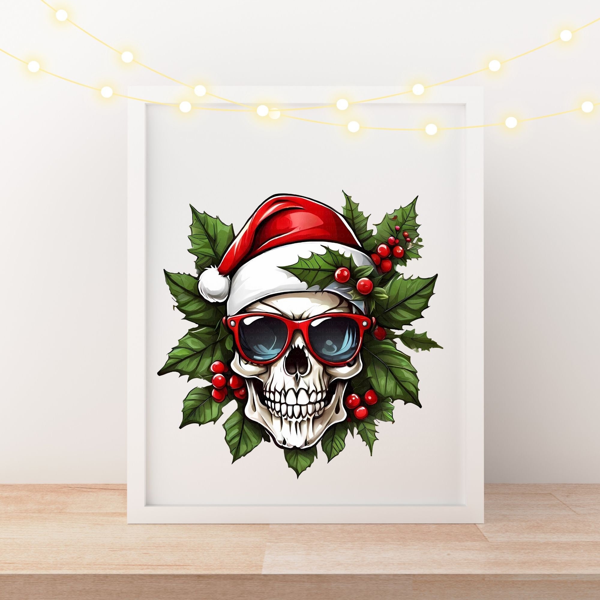 Christmas Skull Santa Claus, Skull Wearing Santa Hat, Clipart PNG ...