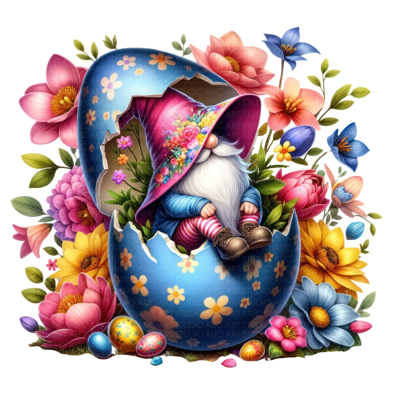 12 Easter Gnome Clipart Bundle, Garden Clipart, Spring Gnome Png ...