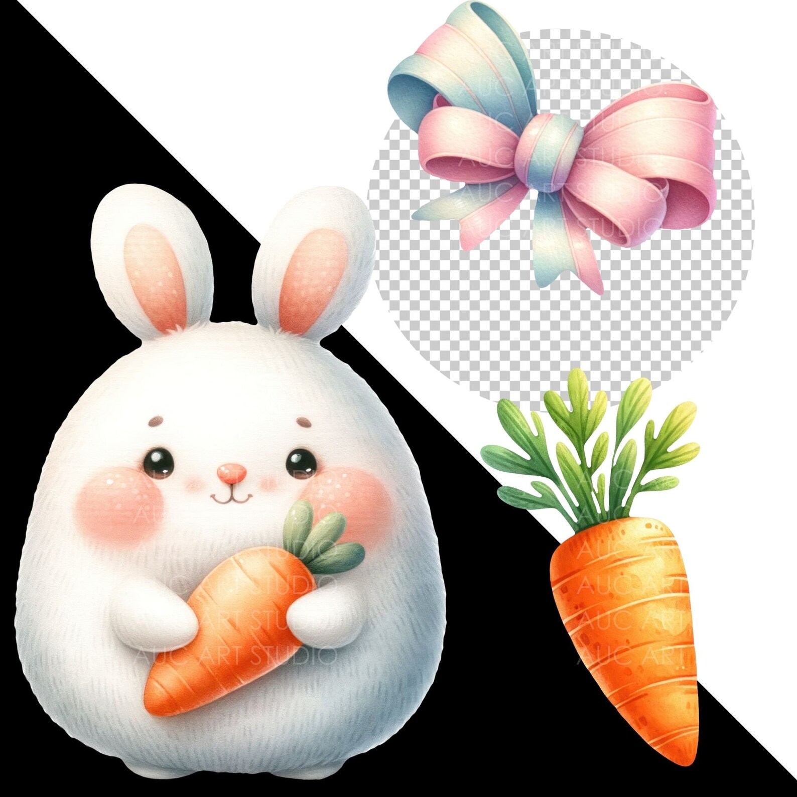 Easter Bunny Clipart Bundle Png, Easter Clipart, Easter Graphics ...