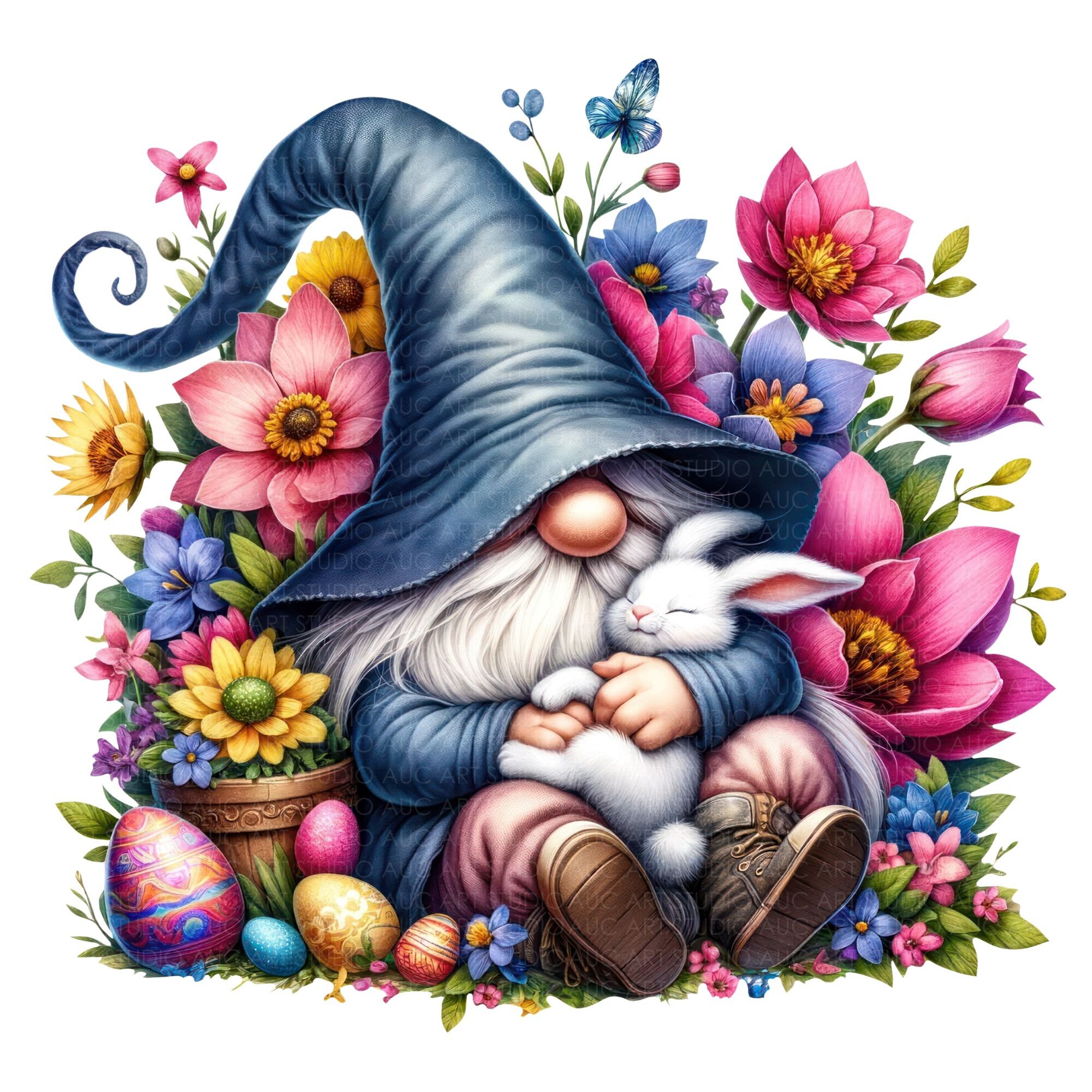 12 Easter Gnome Clipart Bundle, Garden Clipart, Spring Gnome Png ...