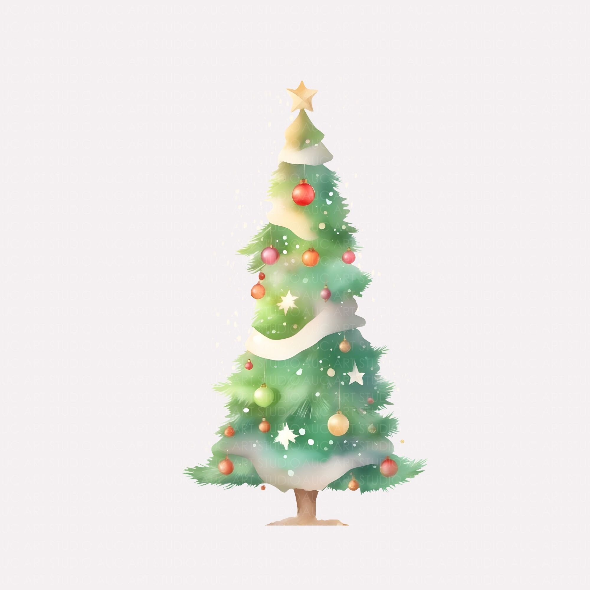 Watercolor Christmas Clipart PNG Winter Holiday Digital - Etsy