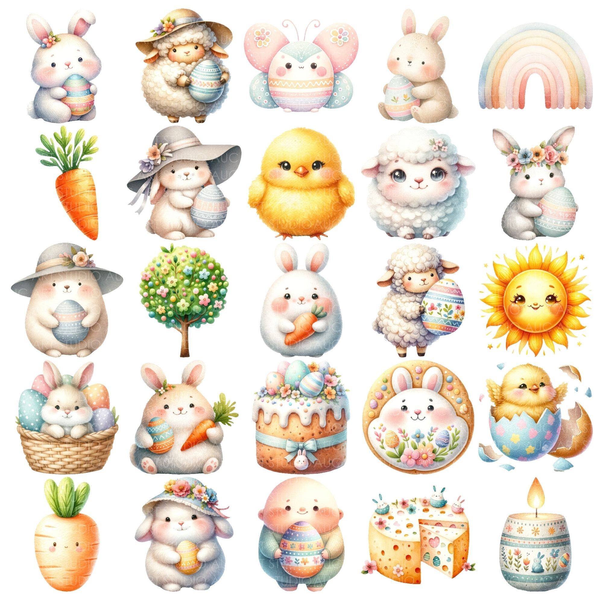 Easter Bunny Clipart Bundle Png, Easter Clipart, Easter Graphics ...