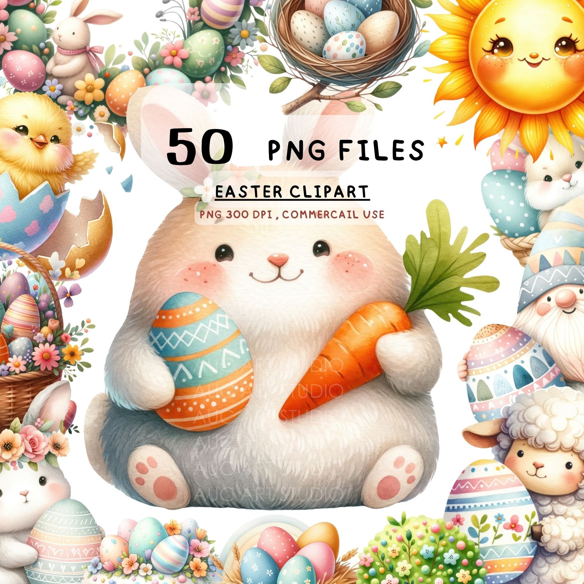Easter Bunny Clipart Bundle Png, Easter Clipart, Easter Graphics ...
