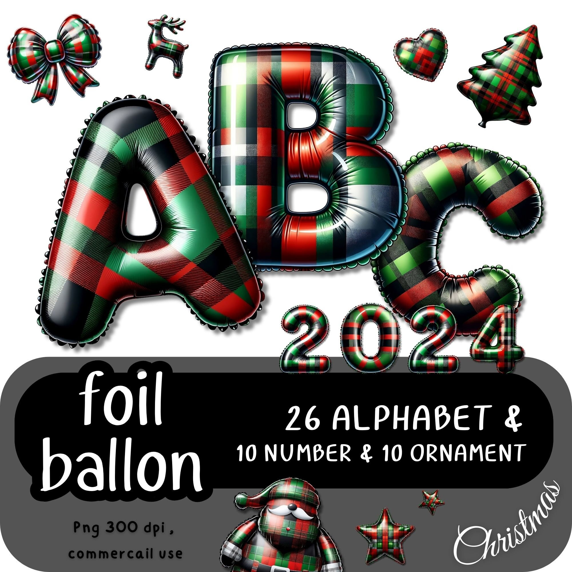 Christmas Foil Balloon Alphabet Clip Art Letters Png Number - Etsy