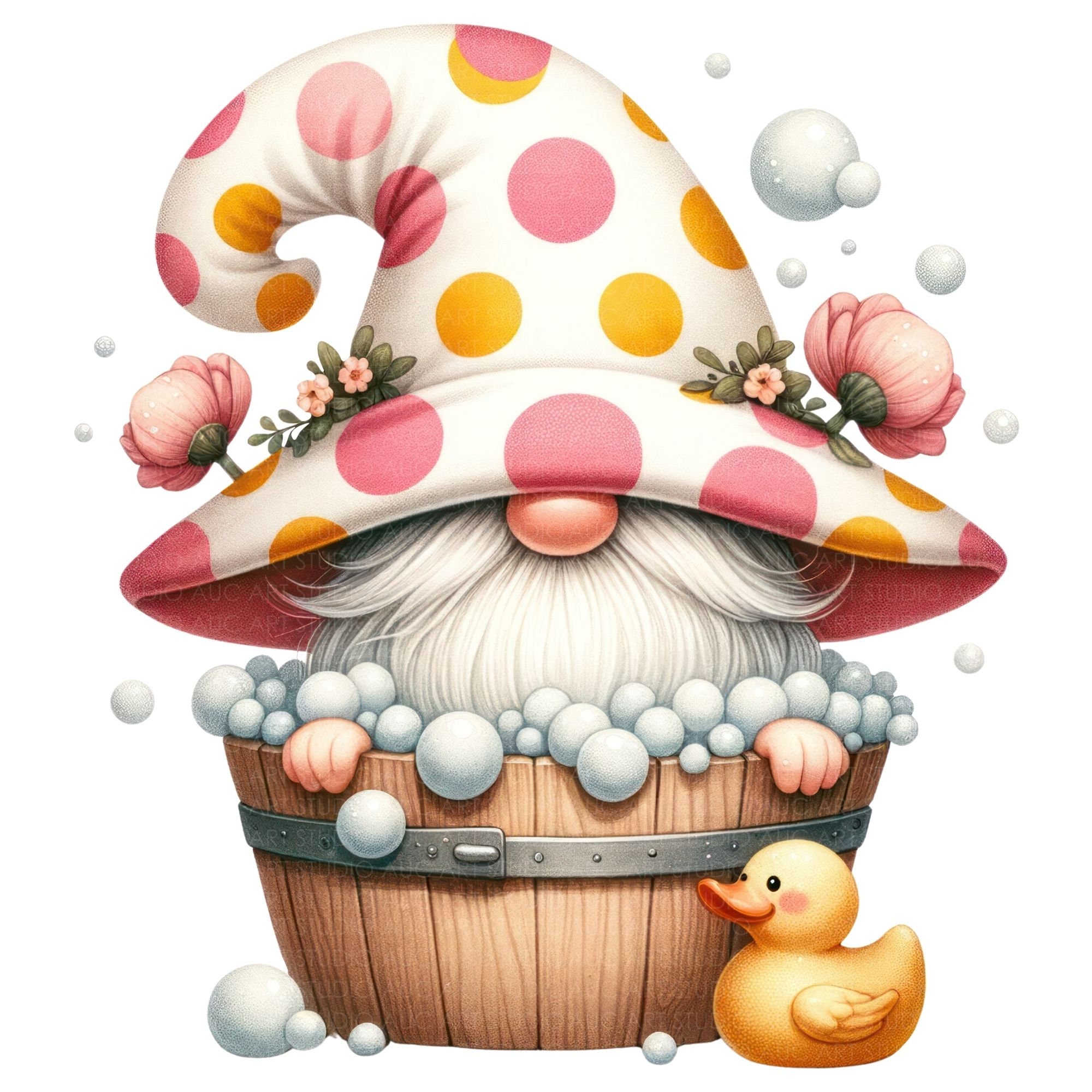 Bath Tub Gnomes Clipart PNG Bundle, Shower Gnome, Bath Pamper, Gnome ...