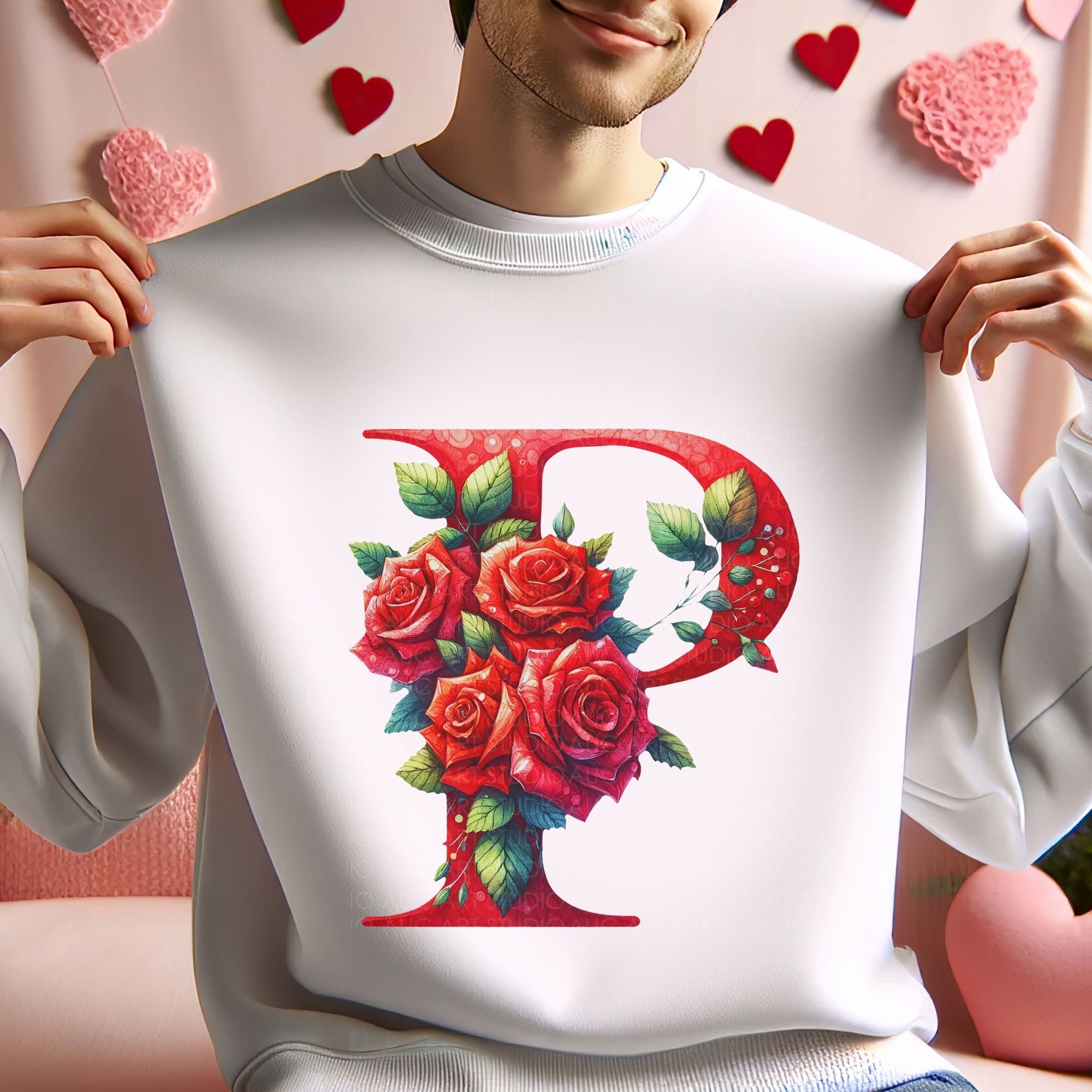 Valentines Alphabet Png, Rose Floral Letters and Numbers, Clipart ...