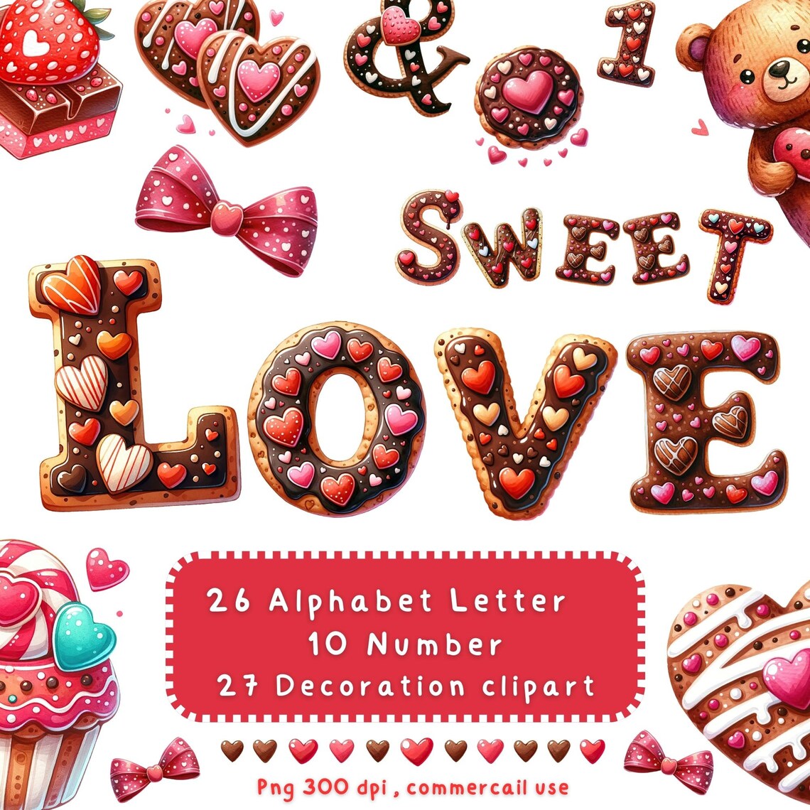 Alphabet Valentine Png, Alphabet Letters, Valentine Clipart Watercolor ...