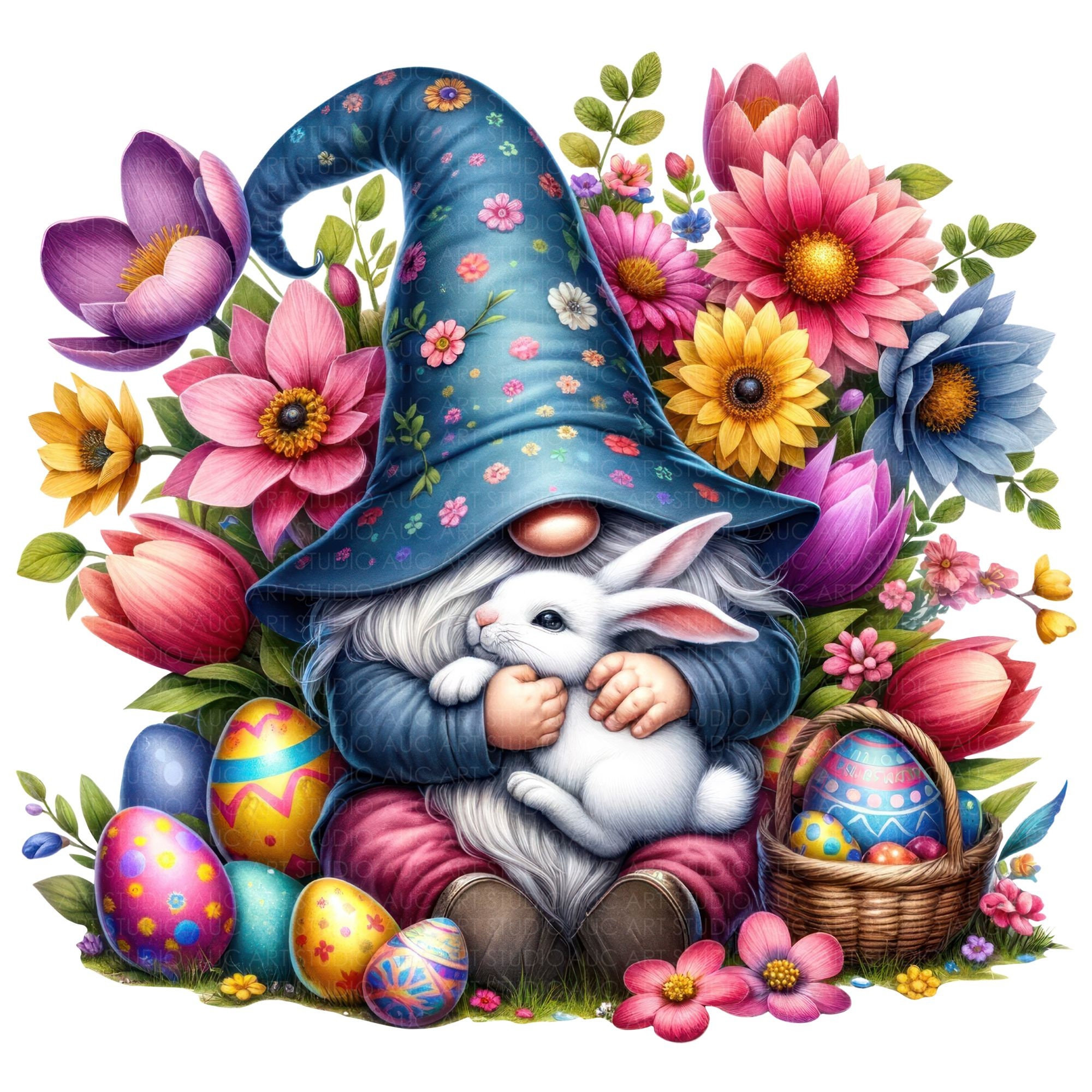 12 Easter Gnome Clipart Bundle, Garden Clipart, Spring Gnome Png ...