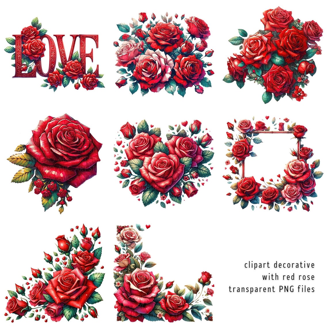 Valentines Alphabet Png, Rose Floral Letters and Numbers, Clipart ...