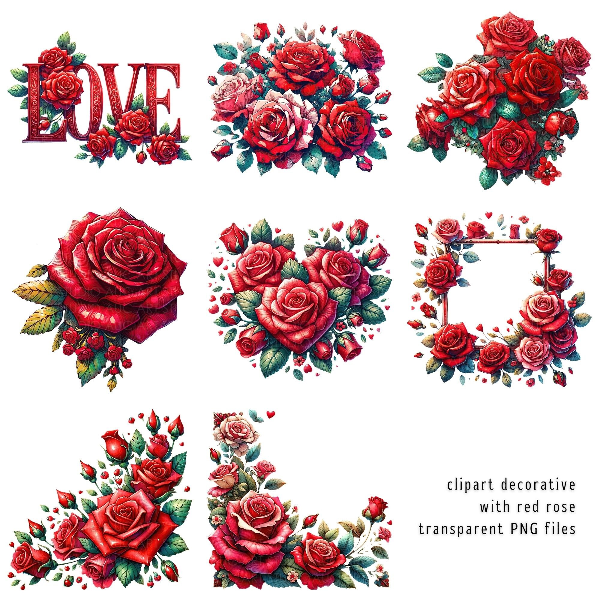 Valentines Alphabet Png, Rose Floral Letters and Numbers, Clipart ...