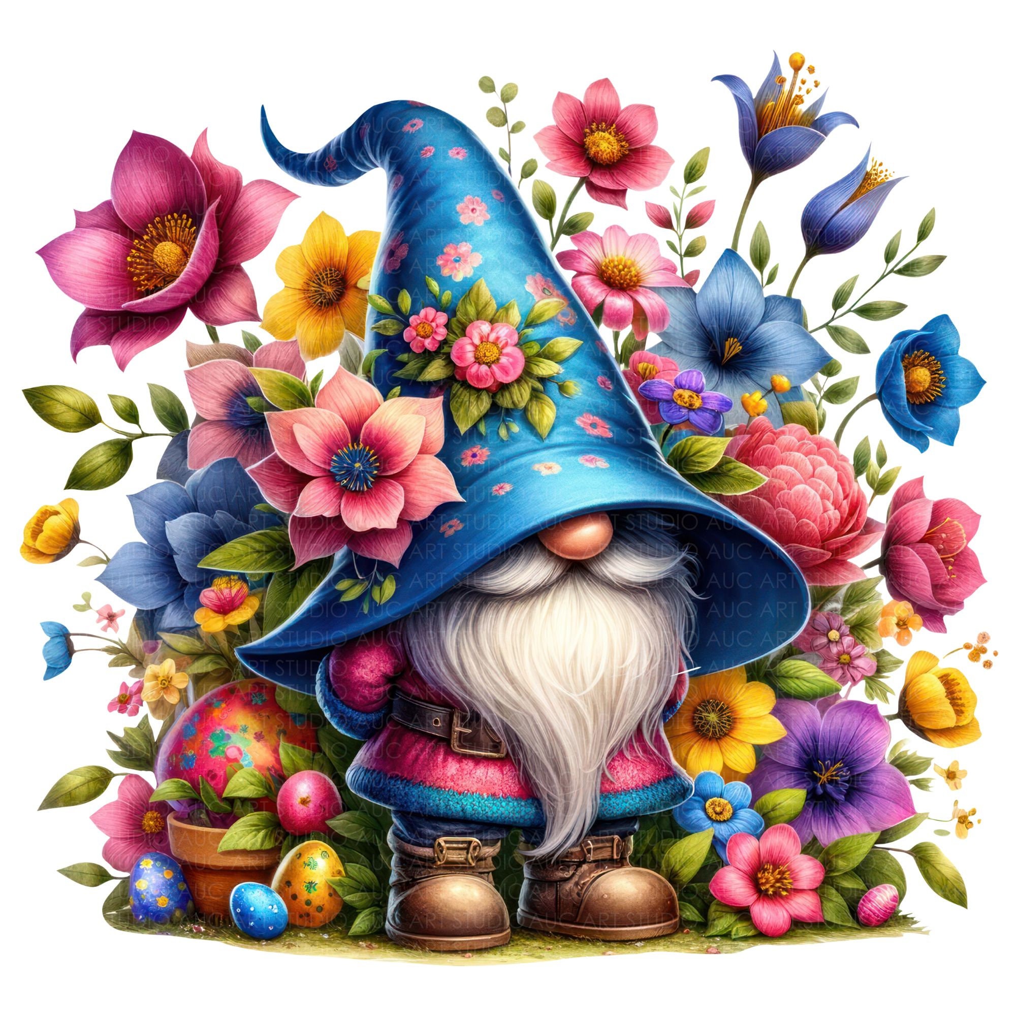 12 Easter Gnome Clipart Bundle, Garden Clipart, Spring Gnome Png ...