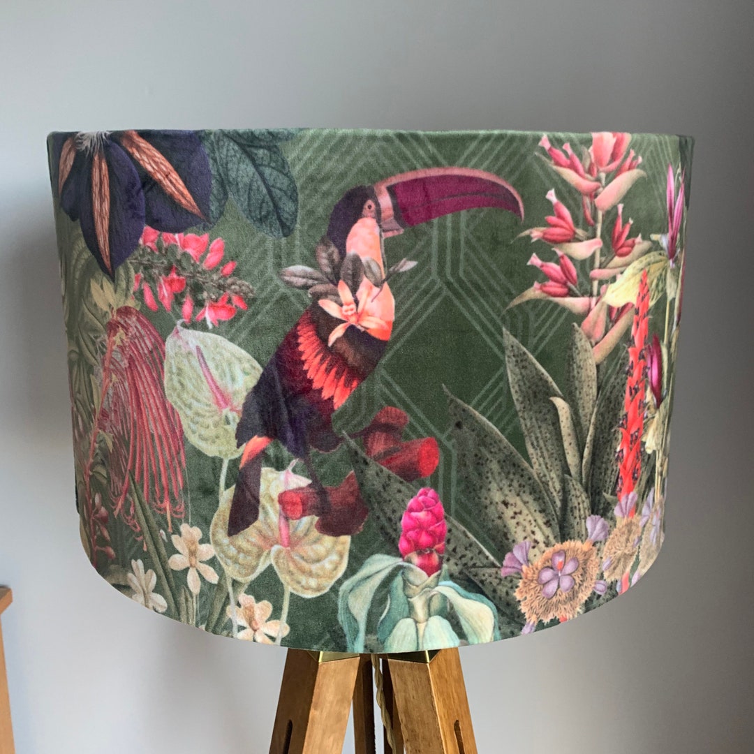 Velvet Green Pink Toucan Animal Wildlife Lampshade Light Shade - Etsy UK