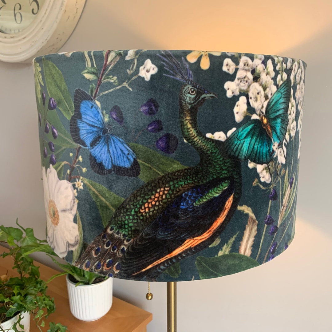 Velvet Peacock Bird Lampshade Light Shade - Etsy