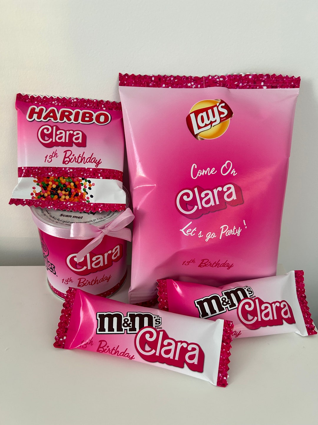Personalized BARBIE Theme Birthday Pack: Packet of Chips, Chocolate ...