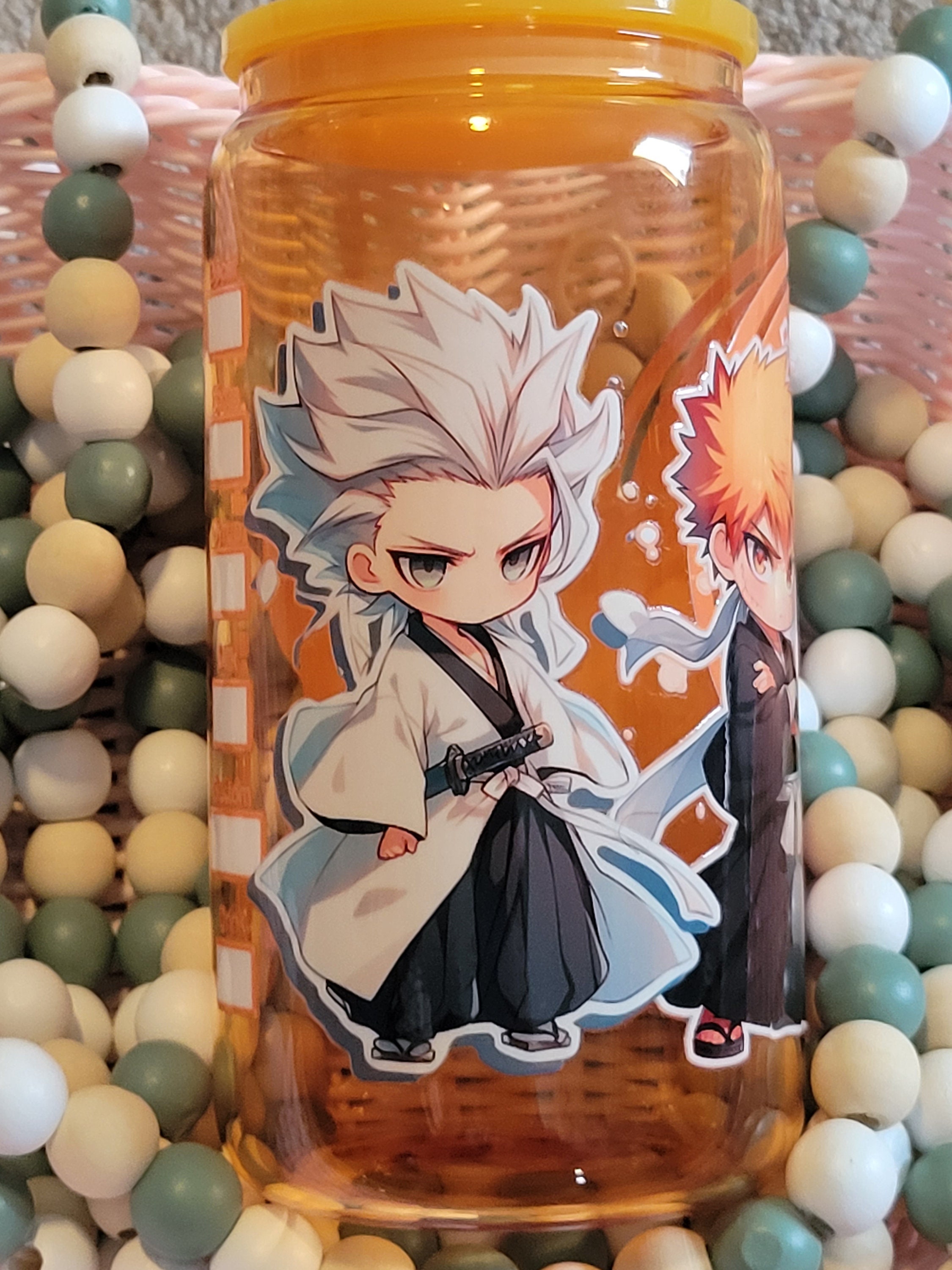 Kawaii/anime Style/ Bleach Chibi Beer Glass Can Cup 16oz/lid and Straw ...
