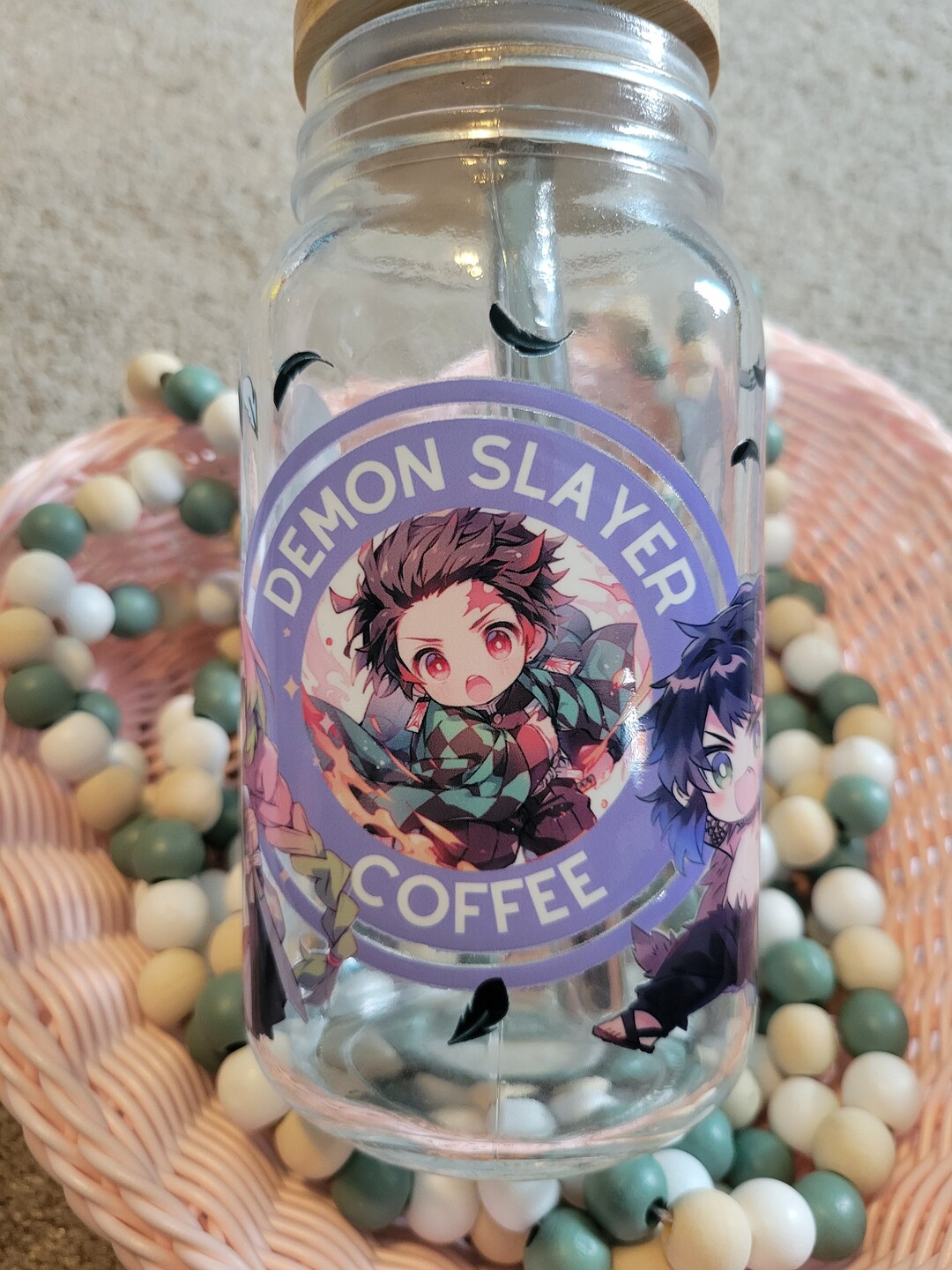 Kawaii/anime Mason Jar Glass Cup Dslayer - Etsy