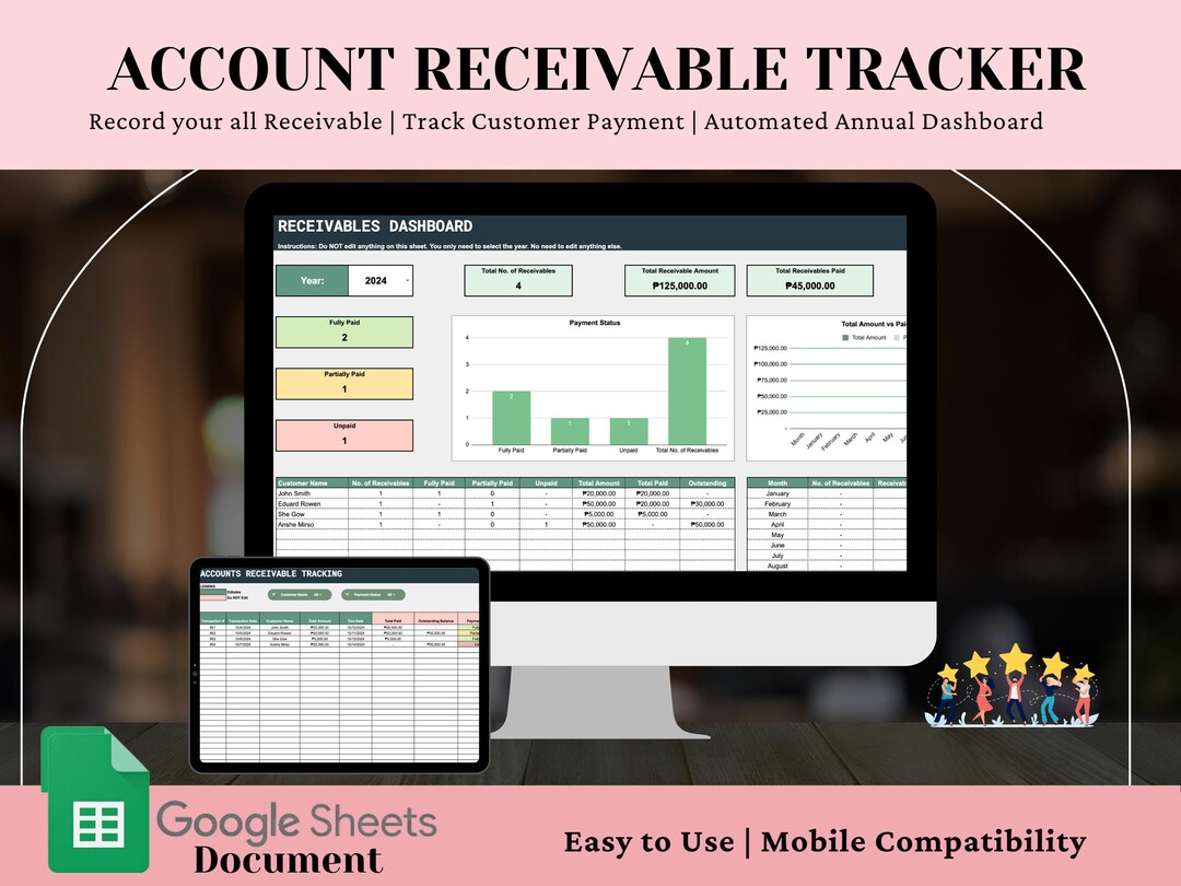 Accounts Receivable Tracker, Track Payments & Due Dates Spreadsheet - Etsy