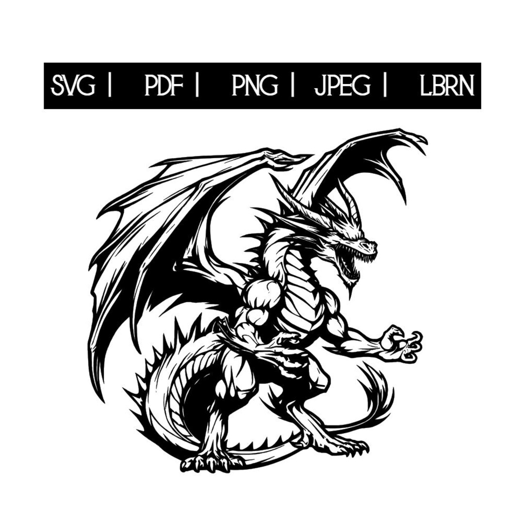 Adult Dragon Lasercut Miniature Digital File | SVG | PNG | Lightburn ...