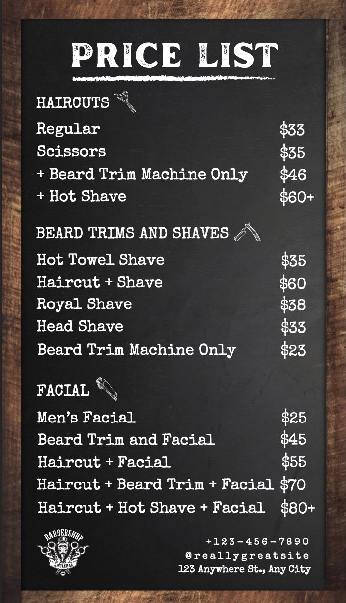 Barber Shop Price List - Etsy