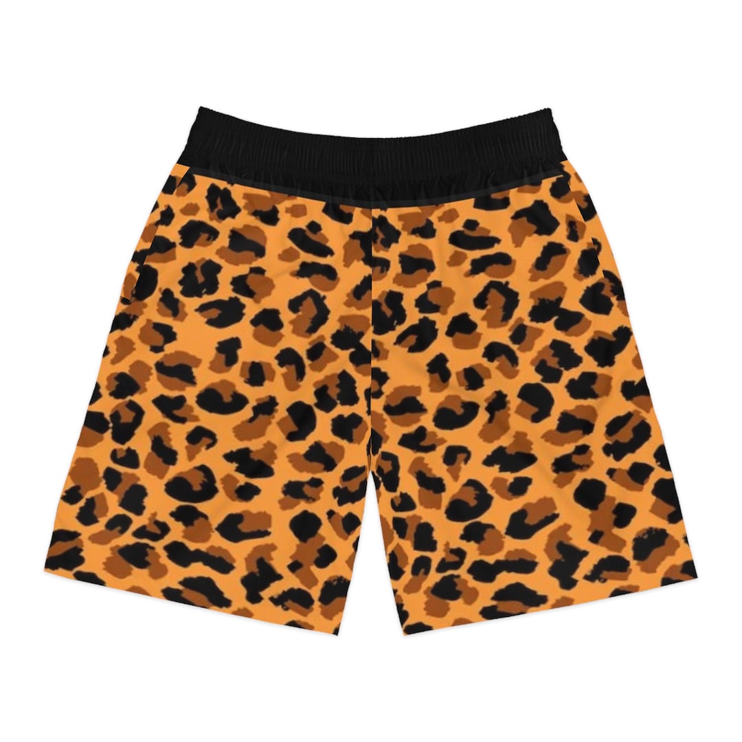 Leopard Print Jogger Shorts, Casual Summer Sports Wear for Men, Beach ...