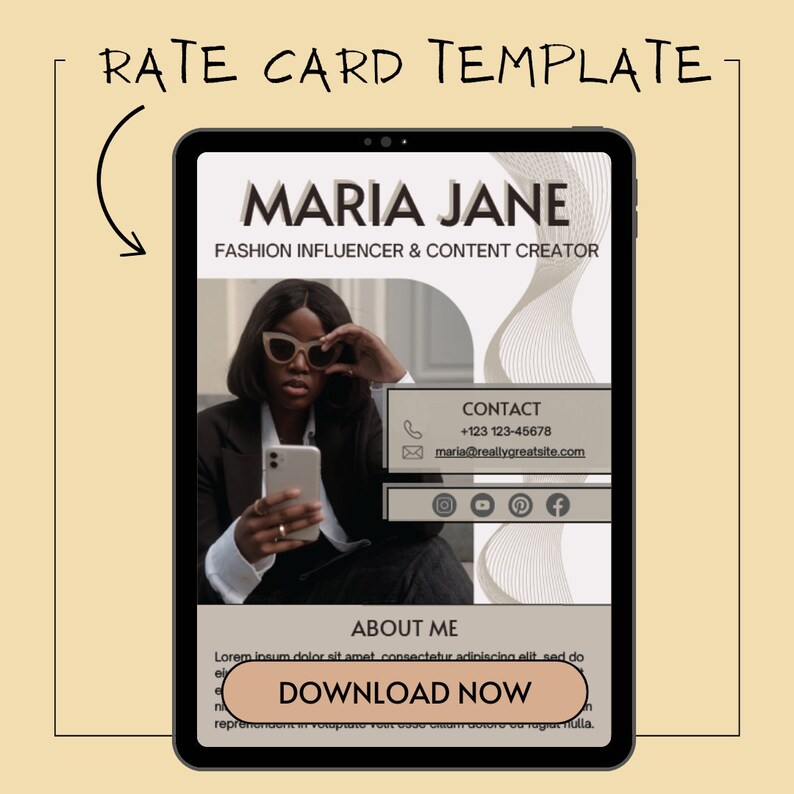 DIGITAL Editable Influencer/content Creator/ugc Rate Card Template ...