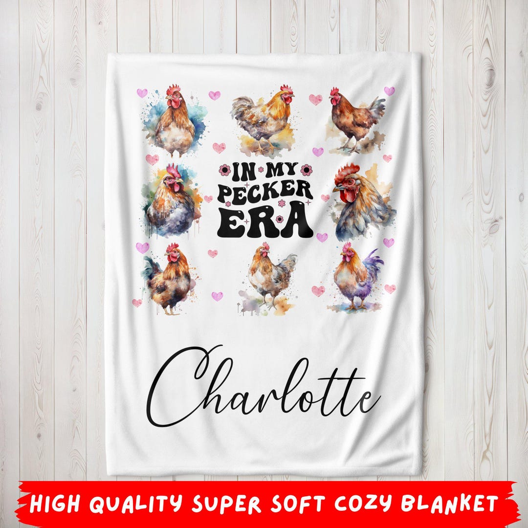 Personalized Rooster Blanket, Custom Name in My Era Chicken Lover Gift ...