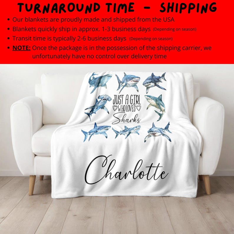 Personalized Shark Blanket, Custom Name Just A Girl Who Loves Sharks ...