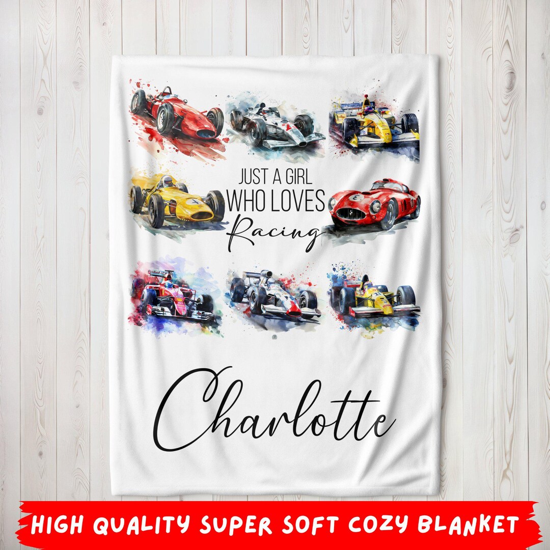 Personalized Racing Blanket Custom Name Just A Girl Who Loves Racing