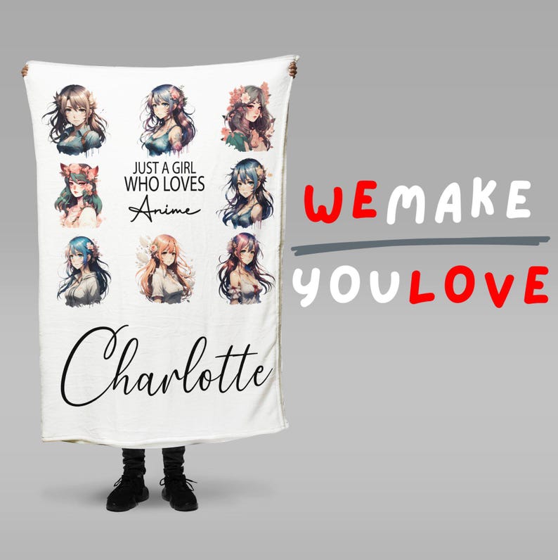 Personalized Anime Blanket, Custom Name Just A Girl Who Loves Anime ...